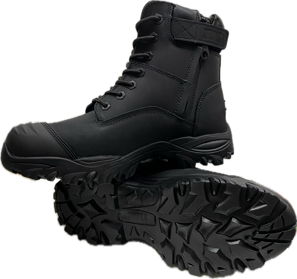 Munka - Zebu Side Zip Lace Up Composite Toe Boot - Black – Surplus City
